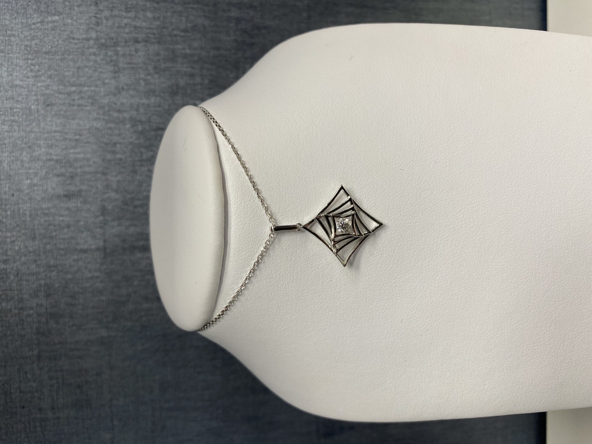 Nested Square Pendant with Diamond in White Gold | Solid Gold Jewelers