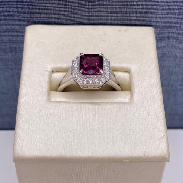 Princess Cut Garnet White Gold Ring | Solid Gold Jewelers